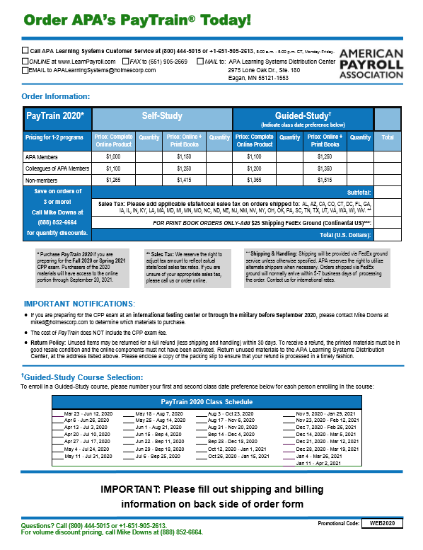 2020 PT Order Form Thumb | PAYO- PayrollOrg